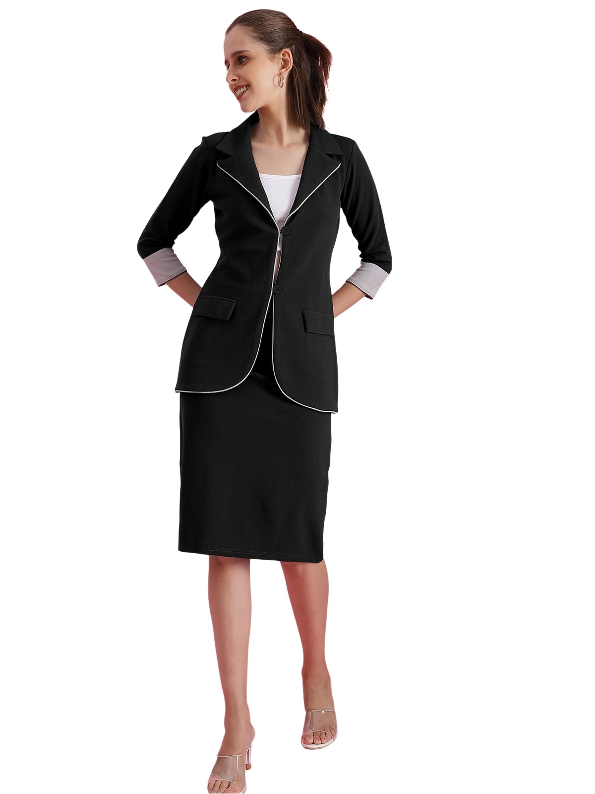 Selvia Womens Co-ords Set|Lycra Blazer & Skirt Set|Casual Co-ords Set ...