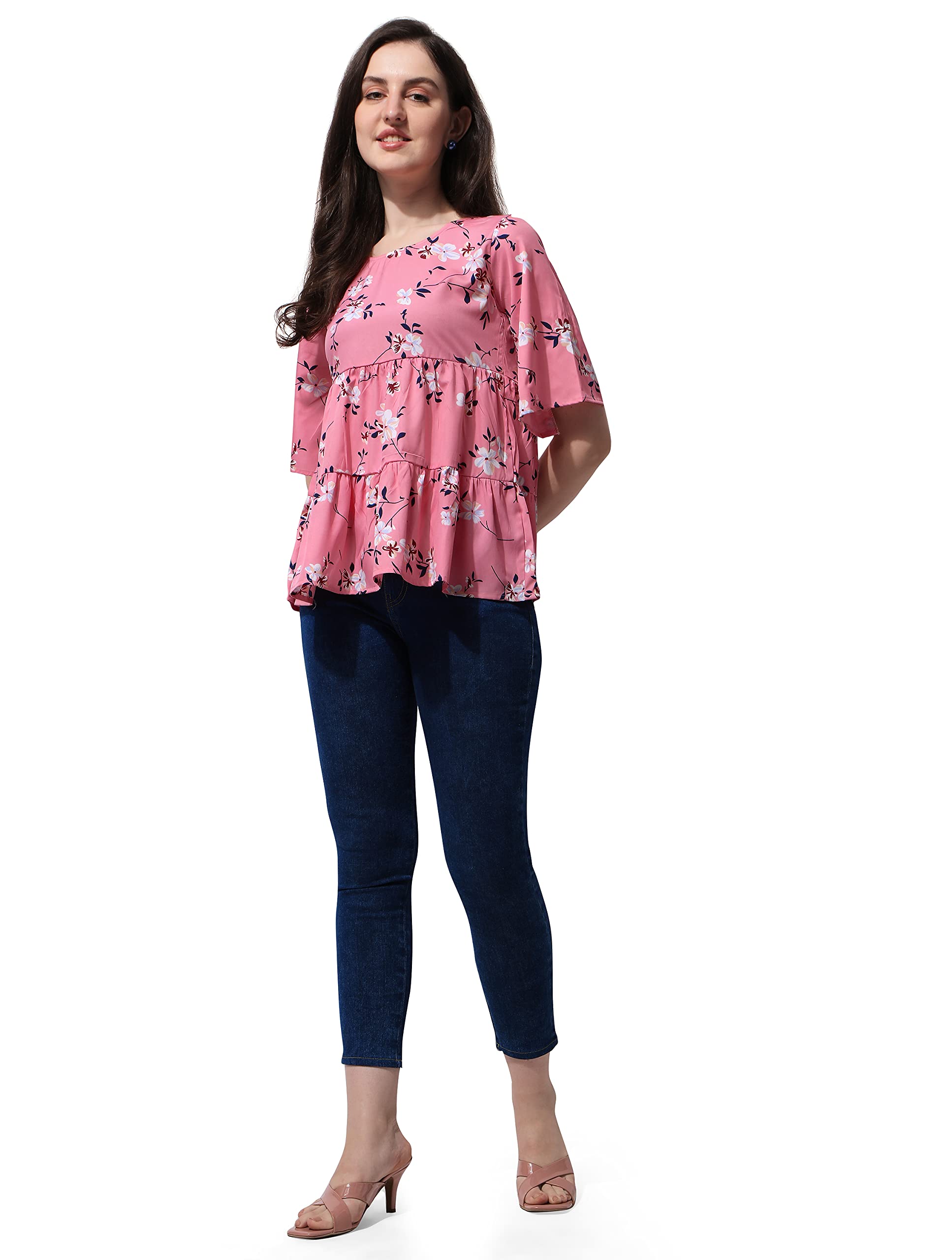 OOMPH! Peplum Tops for Women, Pink - mt380 – Wardrobecrush